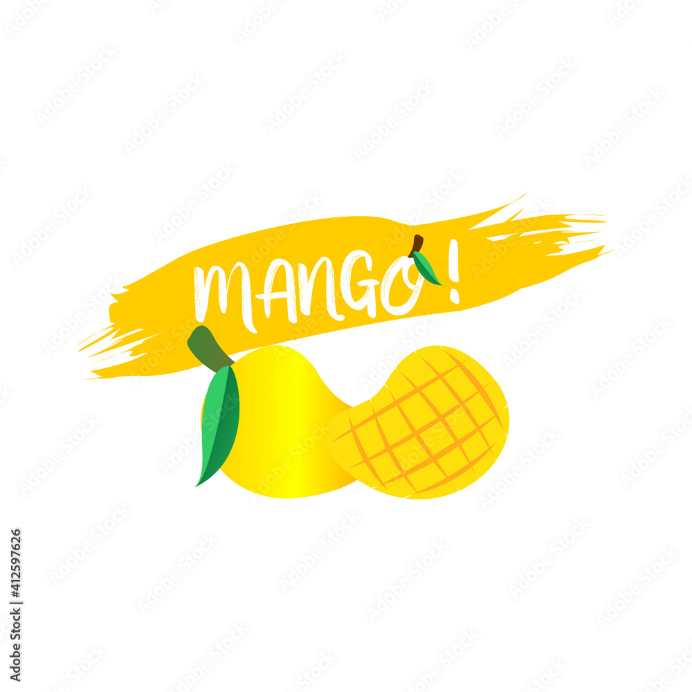 Mango fruit logo. Round linear logo of mango Stock Vector | Adobe Stock