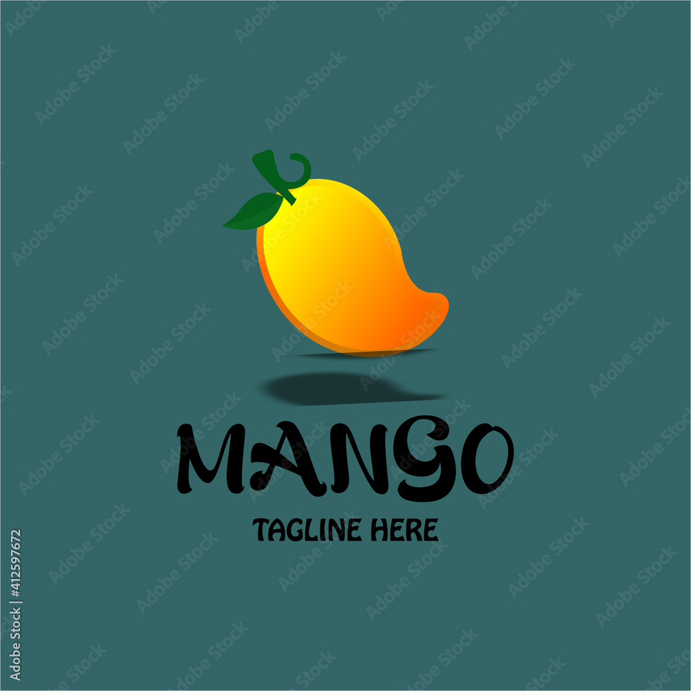 Mango fruit logo. Round linear logo of mango Stock Vector | Adobe Stock