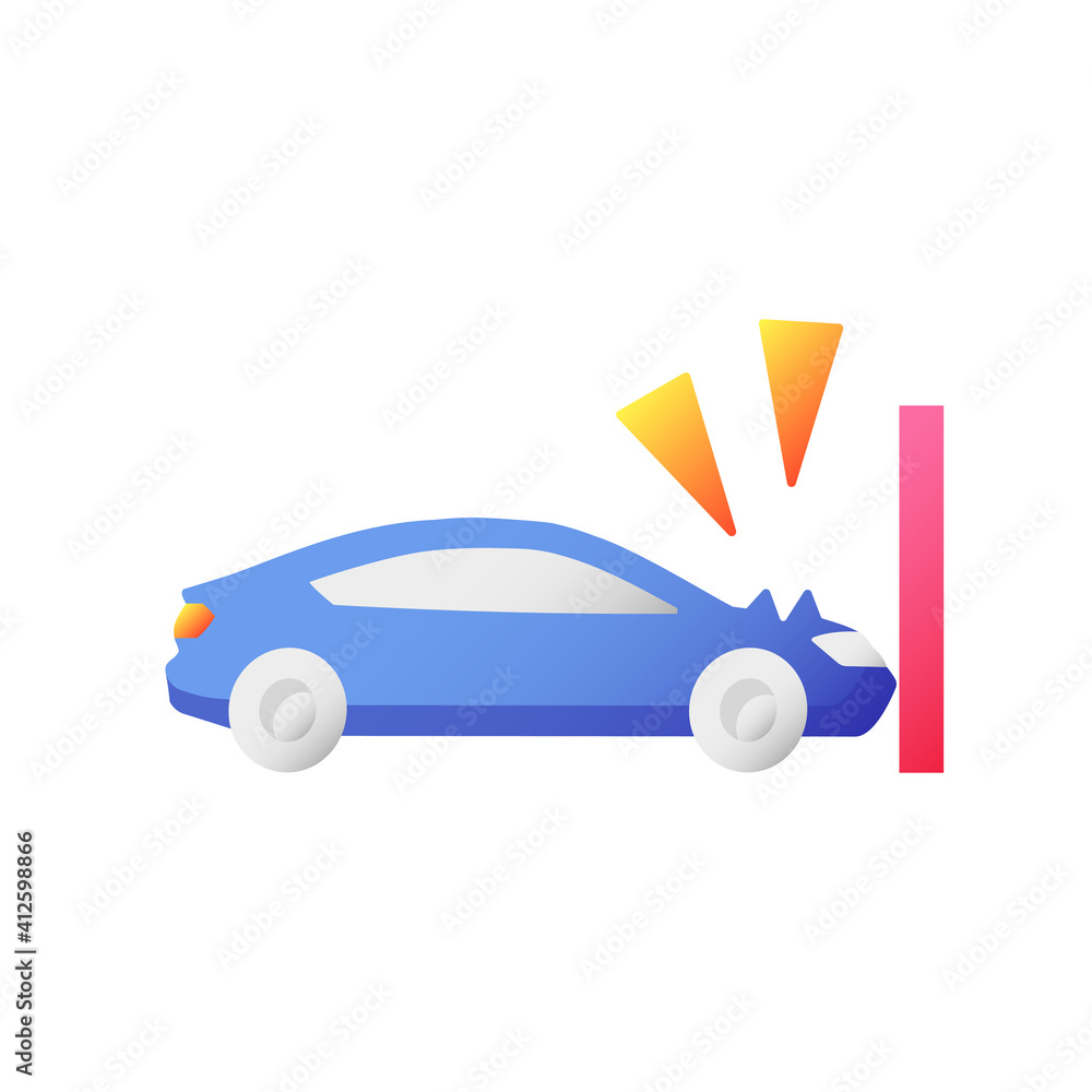 Crash test vector flat color icon. Traffic accident, car wreck. Vehicle ...
