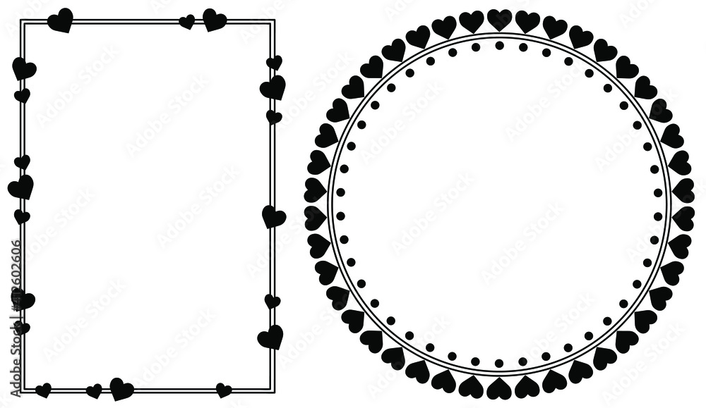 Set of Rectangle and Round frame Border design concept - vector ...