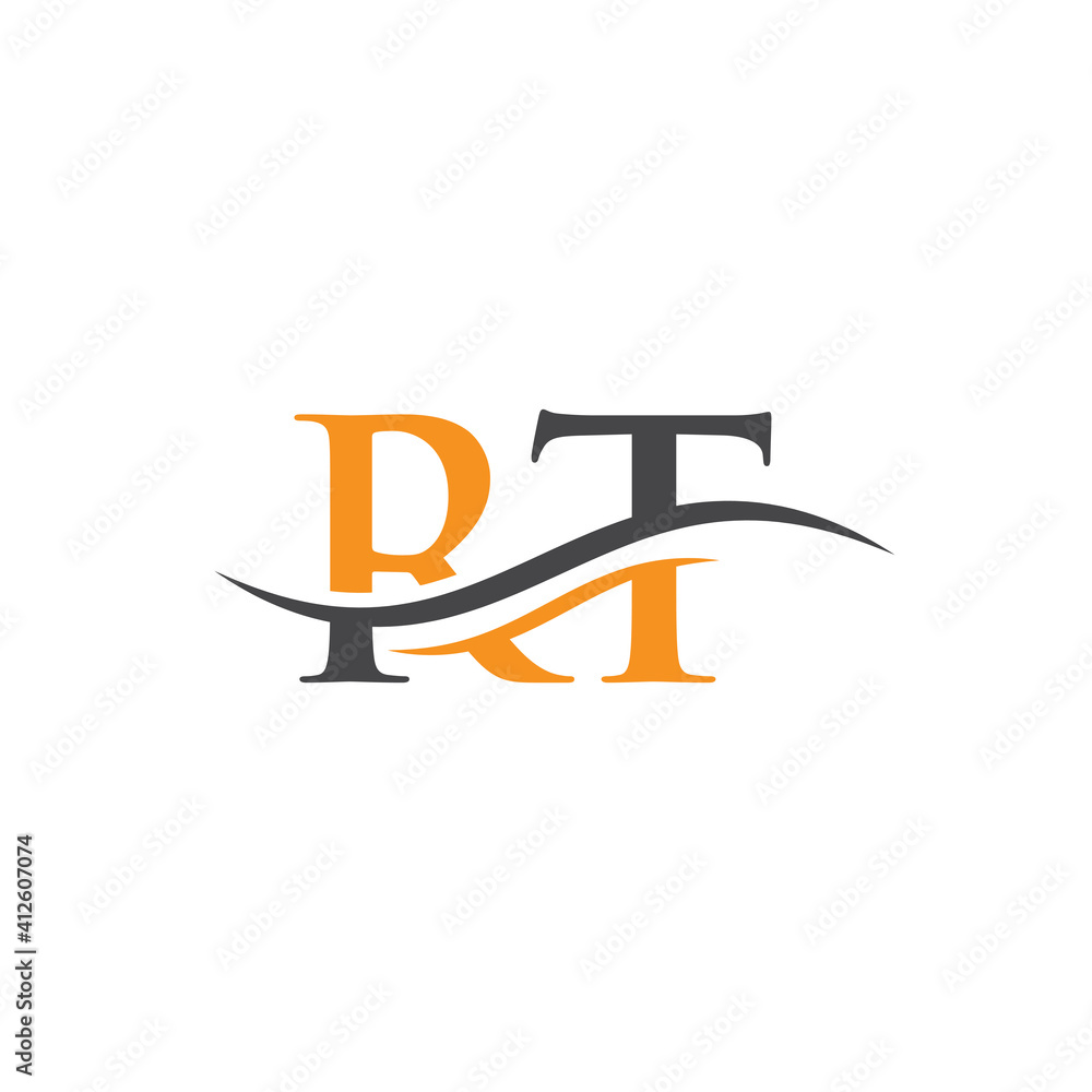 Premium Letter RT Logo Design with water wave concept. RT letter logo ...