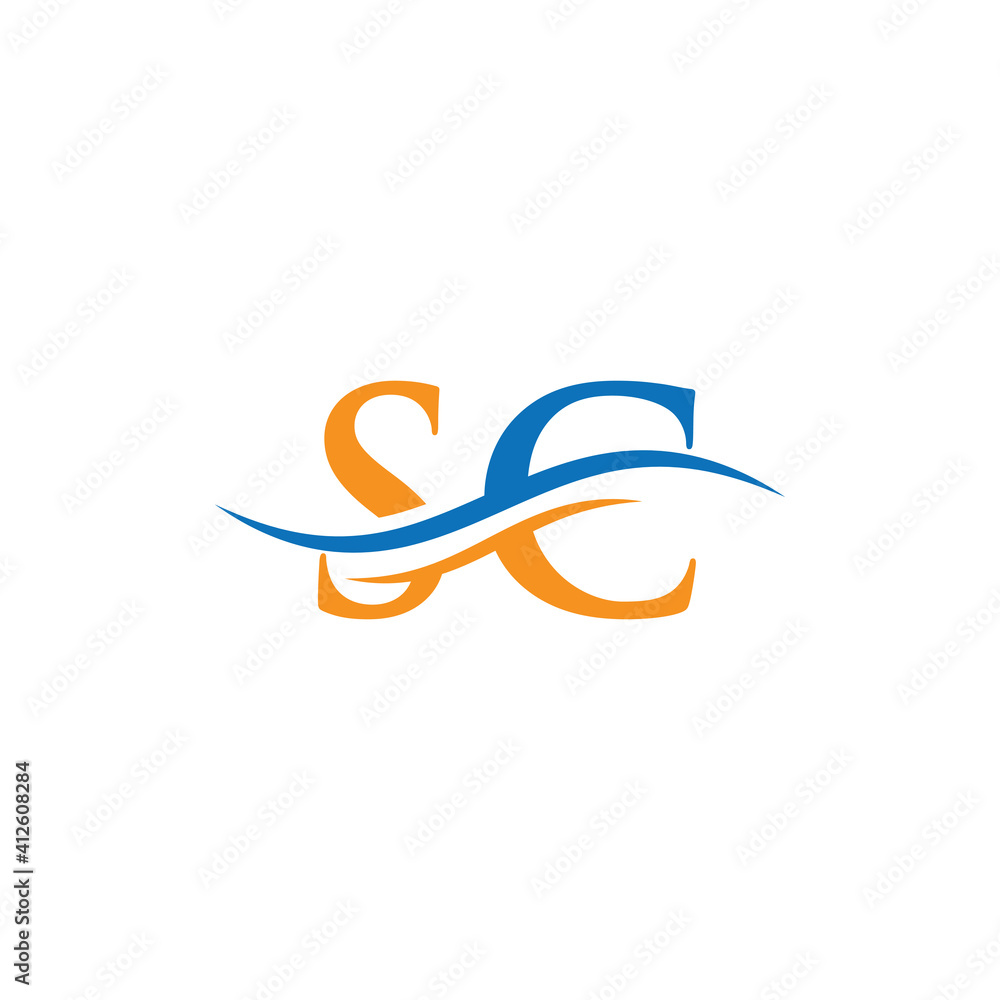 Swoosh Letter SC Logo Design for business and company identity. Water ...