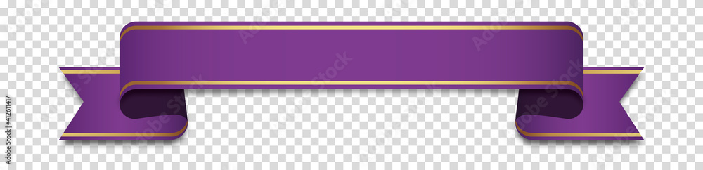 purple vintage ribbon banner label on transparent background Stock ...