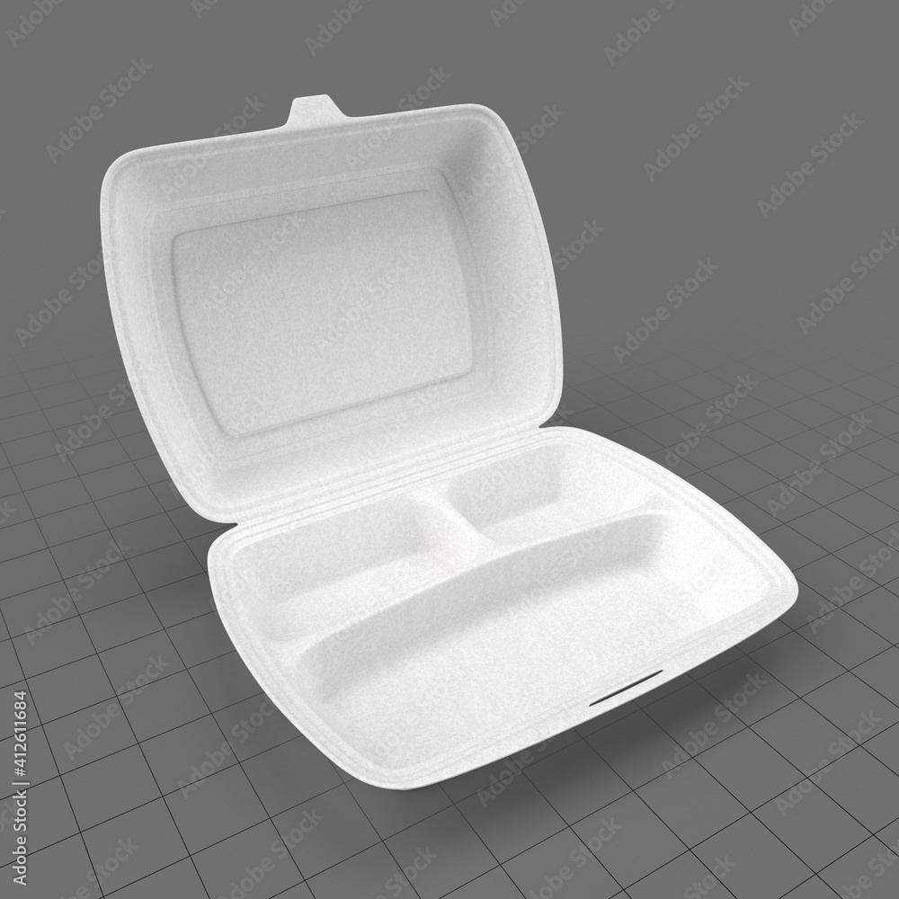 Take out polystyrene lunch box 1 Stock 3D asset | Adobe Stock