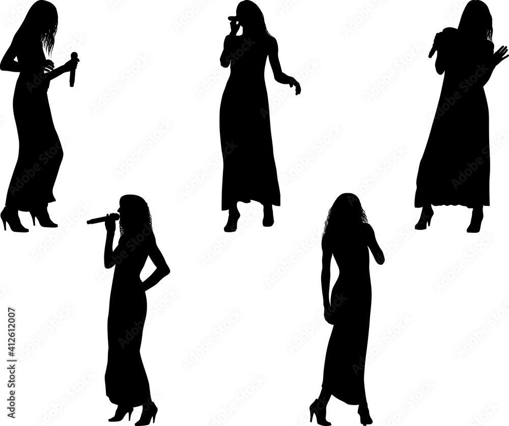 Female Singer Silhouette Stock Vector | Adobe Stock