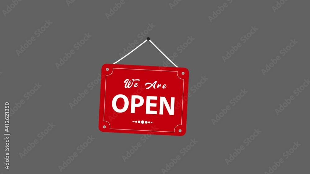 Open sign - Open door sign animated cartoon vector animation on ...