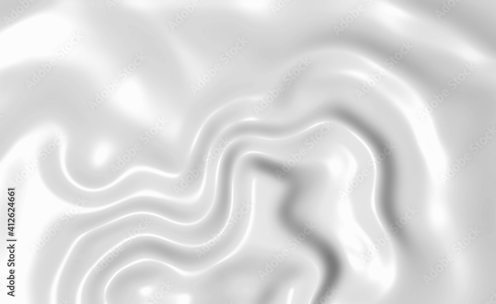 Abstract milk white liquid wavy animation 3D background. Cream milky ...
