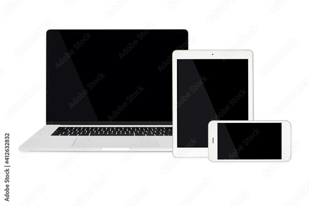 Set of isolated modern mobile technology devices template for ...