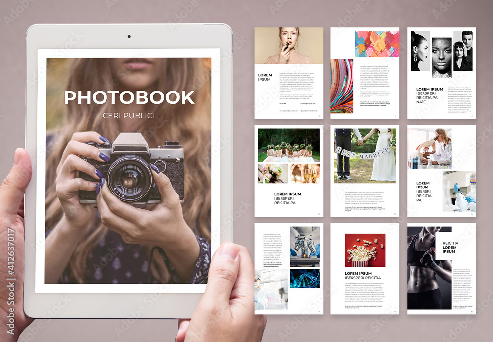 Simple Digital Photobook and Portfolio Layout Stock Template | Adobe Stock