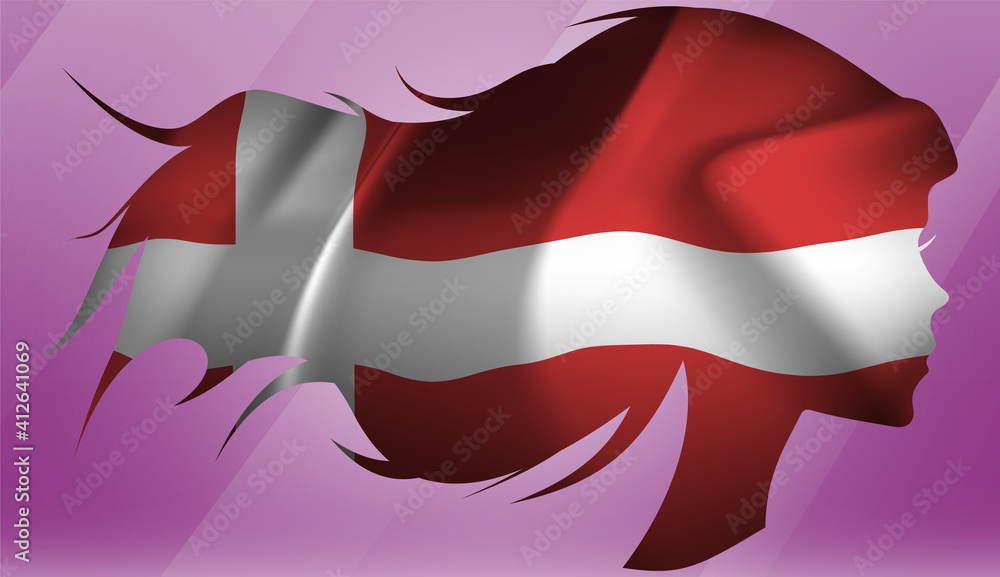 Vector beautiful woman portrait silhouette with long flowing hair in ...