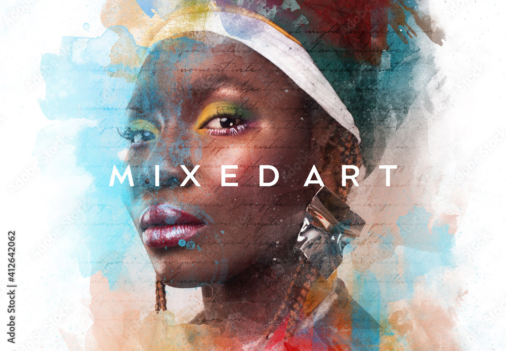 Mixed Media Photo Effect Mockup Stock Template | Adobe Stock