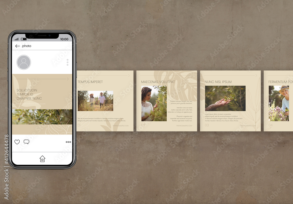 Natural Earth Colors Social Media Carousel Post Layout Stock Template ...