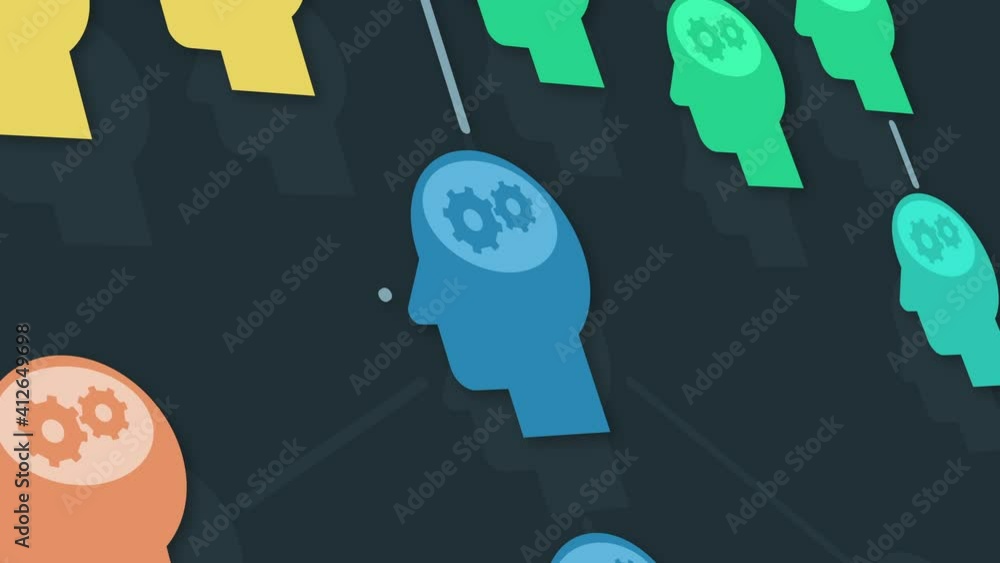 company organizational chart scrolling on screen, also concept of team ...