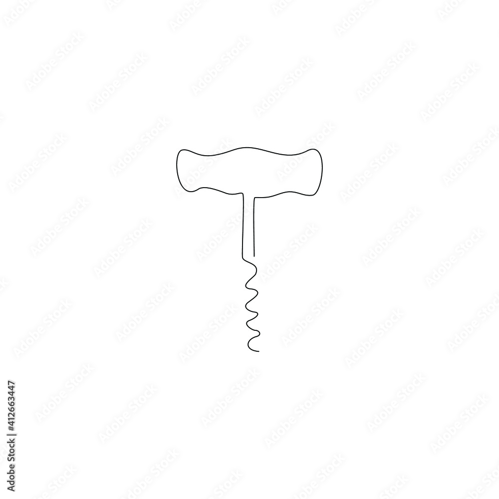 Continuous line drawing of corkscrew vector illustration Stock Vector ...