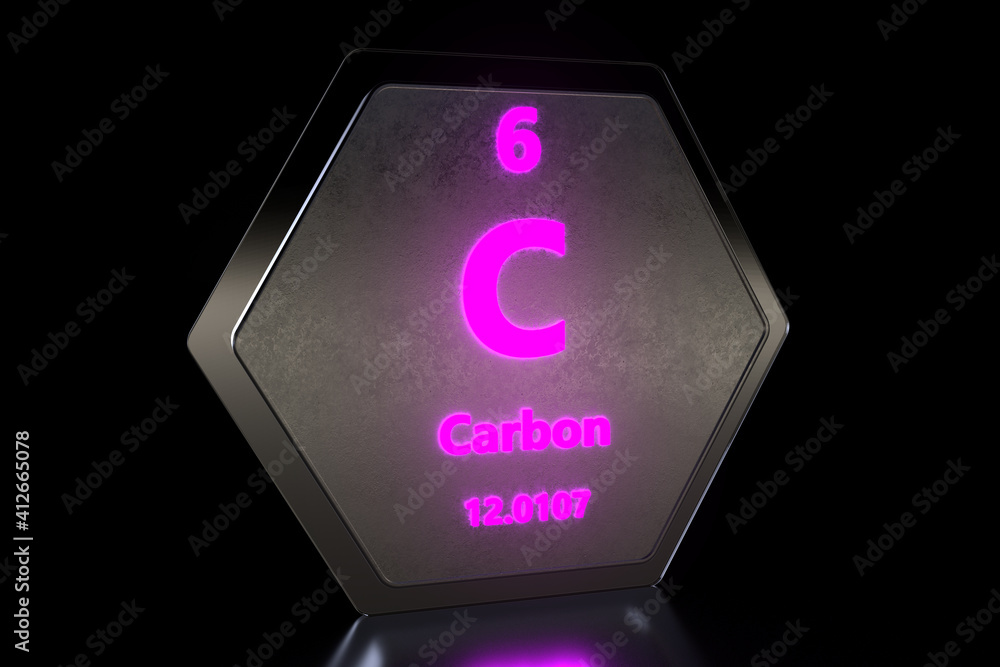 Carbon - C - chemical element Sign with atomic number and atomic weight ...