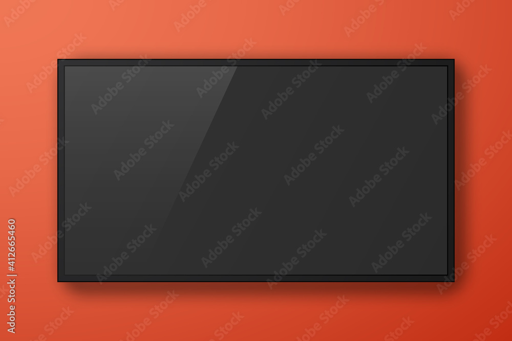 Realistic television screen. Mockup of computer monitor display. 3d TV ...