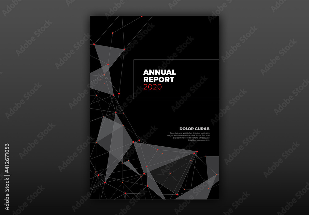Dark Annual Report Front Cover Page Layout Stock Template | Adobe Stock