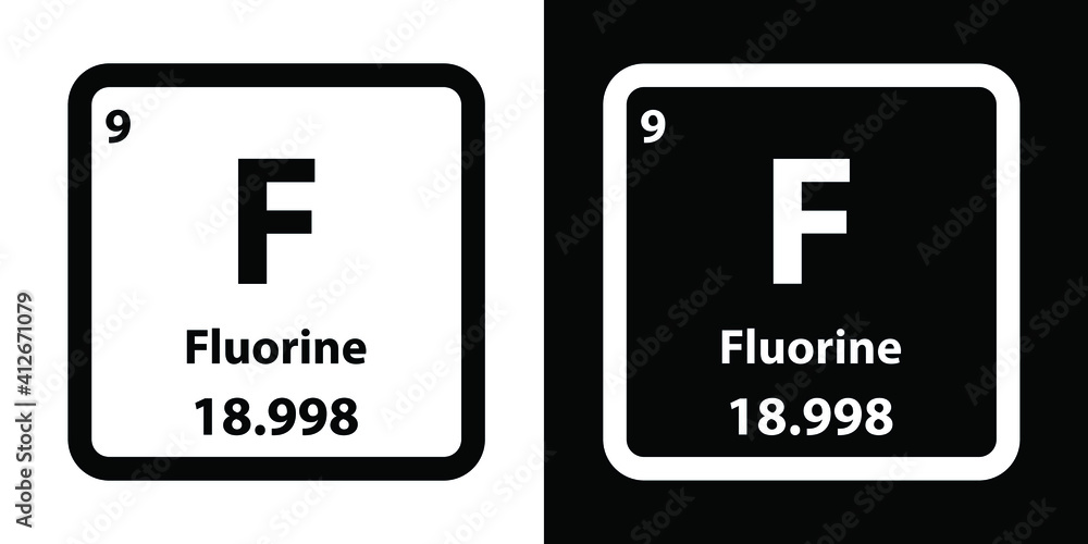 F Fluorine chemical element icon. The chemical element of the periodic ...