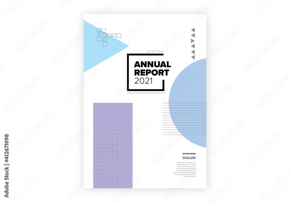 Annual Report Front Cover Page Layout with Abstract Geometry Shapes ...