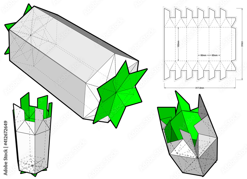 Candy model box and Die-cut Pattern. The .eps file is full scale and ...