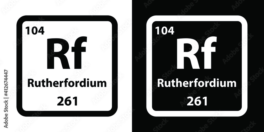Rf Rutherfordium chemical element icon. The chemical element of the ...
