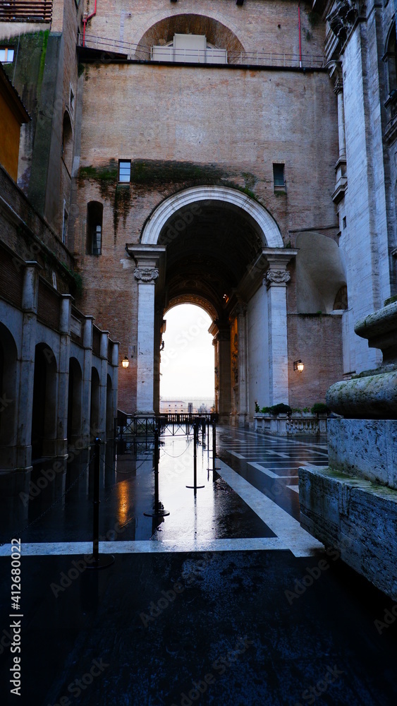Iron gate and arch at entrance of Saint Peter's Basilica at St. Peter's ...