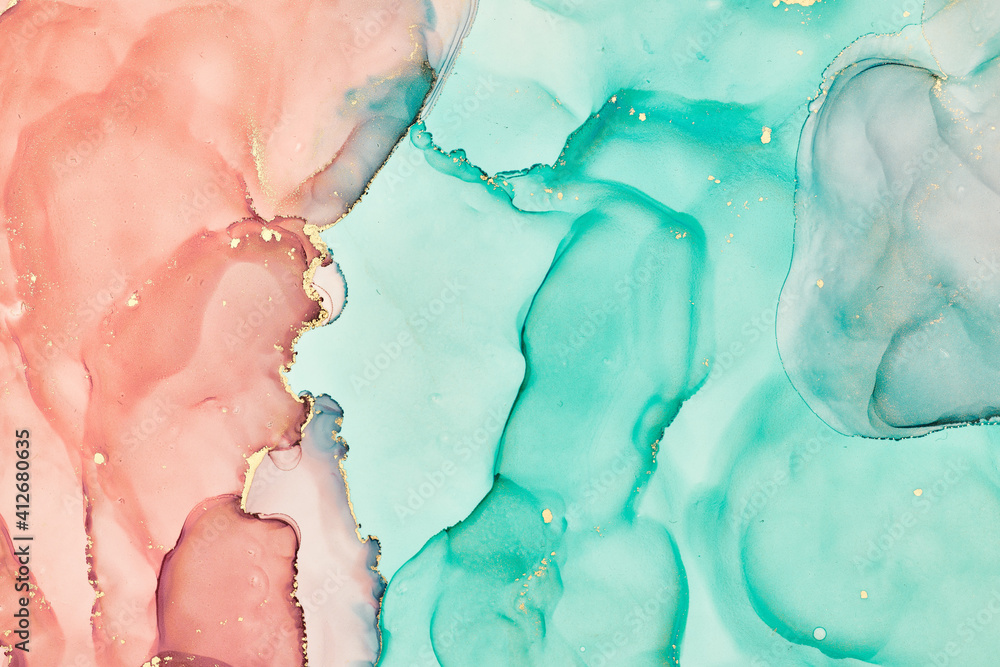 Currents of translucent hues, snaking metallic swirls, and foamy sprays ...