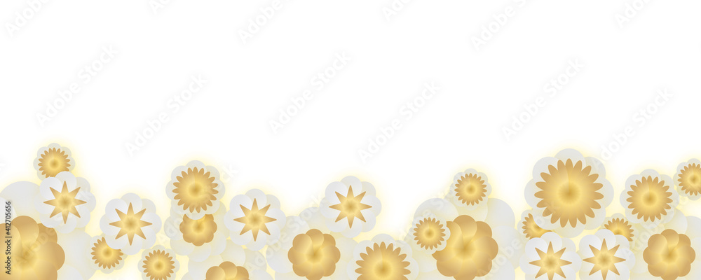 Paper gold whited flowers. Valentine's day, Easter, Mother's day ...