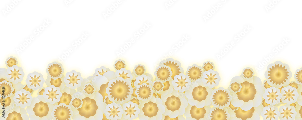 Paper gold whited flowers. Valentine's day, Easter, Mother's day ...