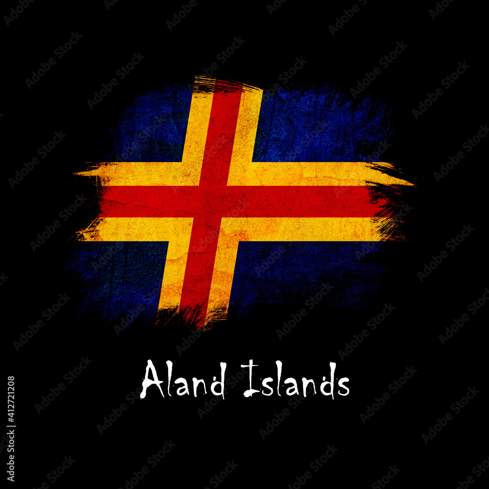 National flag of Aland Islands, abbreviated with ax; a realistic 3d ...