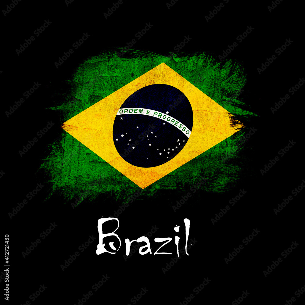 National flag of Brazil, abbreviated with br; a realistic 3d image of ...