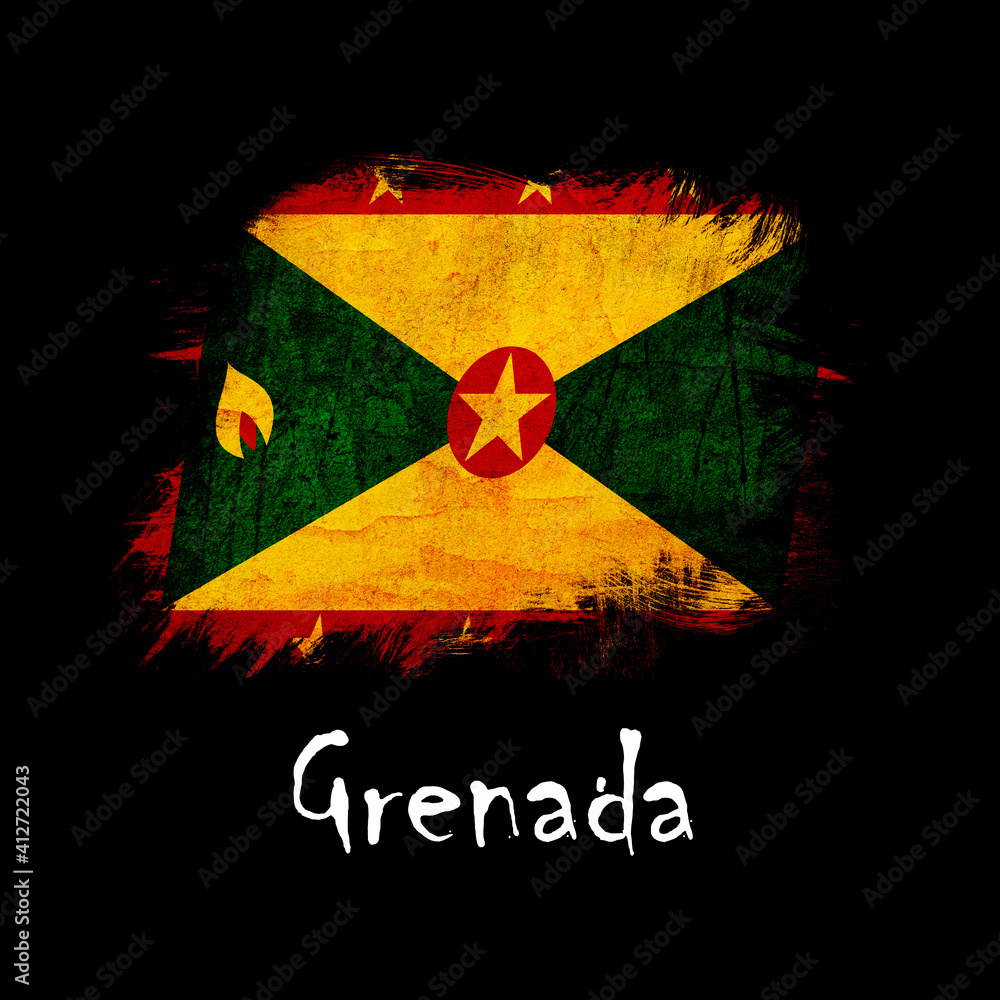 National flag of Grenada, abbreviated with gd; a realistic 3d image of ...