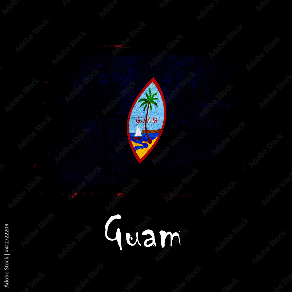 National flag of Guam, abbreviated with gu; a realistic 3d image of the ...