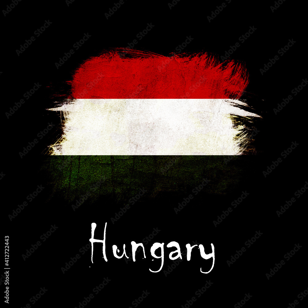 National flag of Hungary, abbreviated with hu; a realistic 3d image of ...