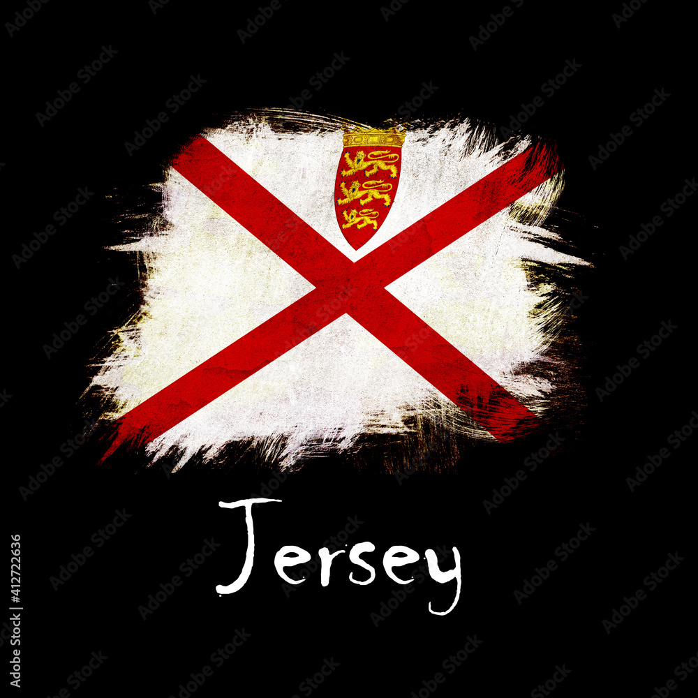 National flag of Jersey, abbreviated with je; a realistic 3d image of ...