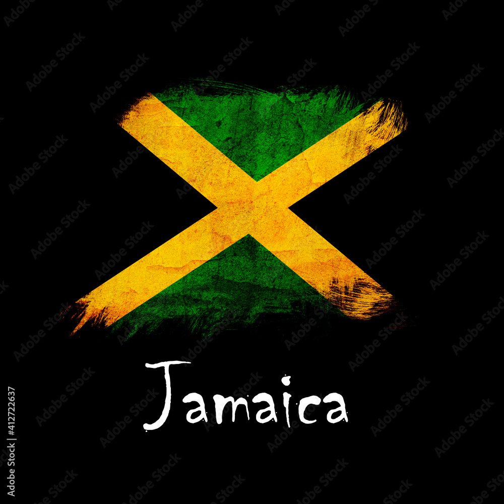 National flag of Jamaica, abbreviated with jm; a realistic 3d image of ...