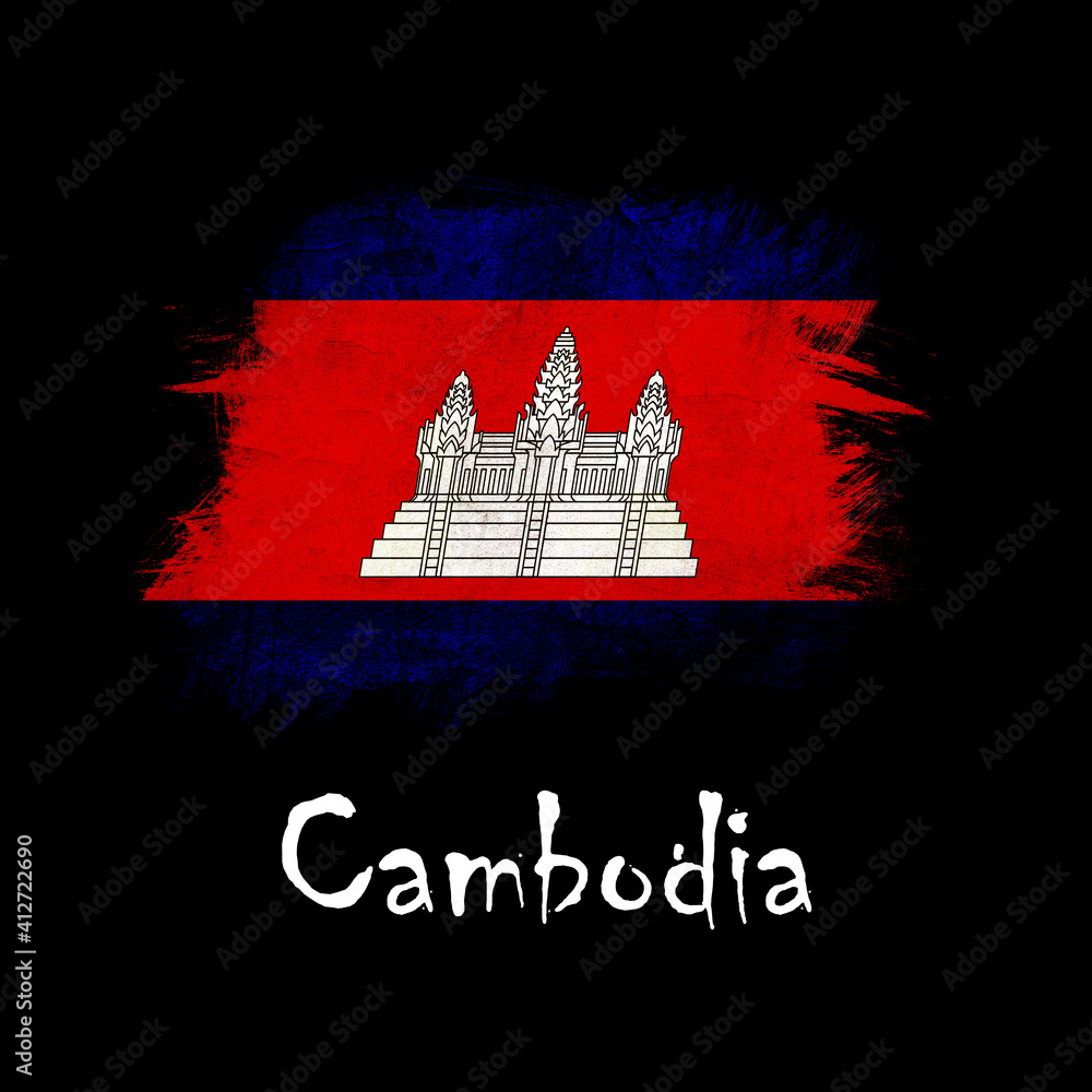 National flag of Cambodia, abbreviated with kh; a realistic 3d image of ...