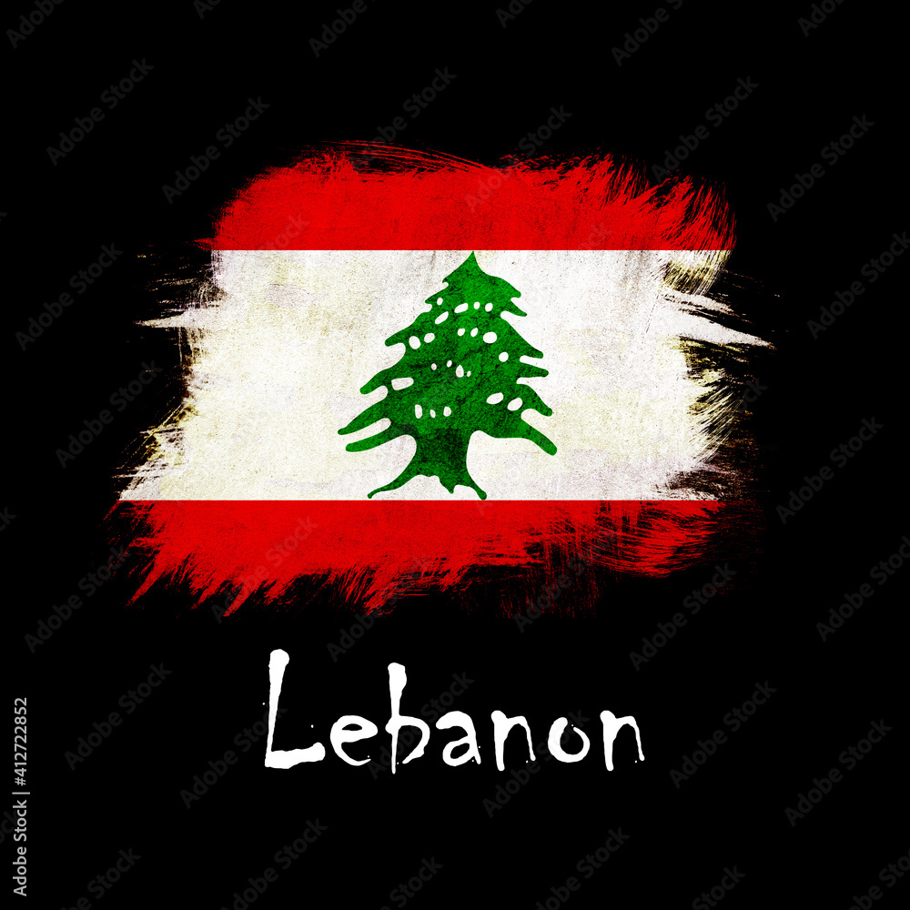 National flag of Lebanon, abbreviated with lb; a realistic 3d image of ...
