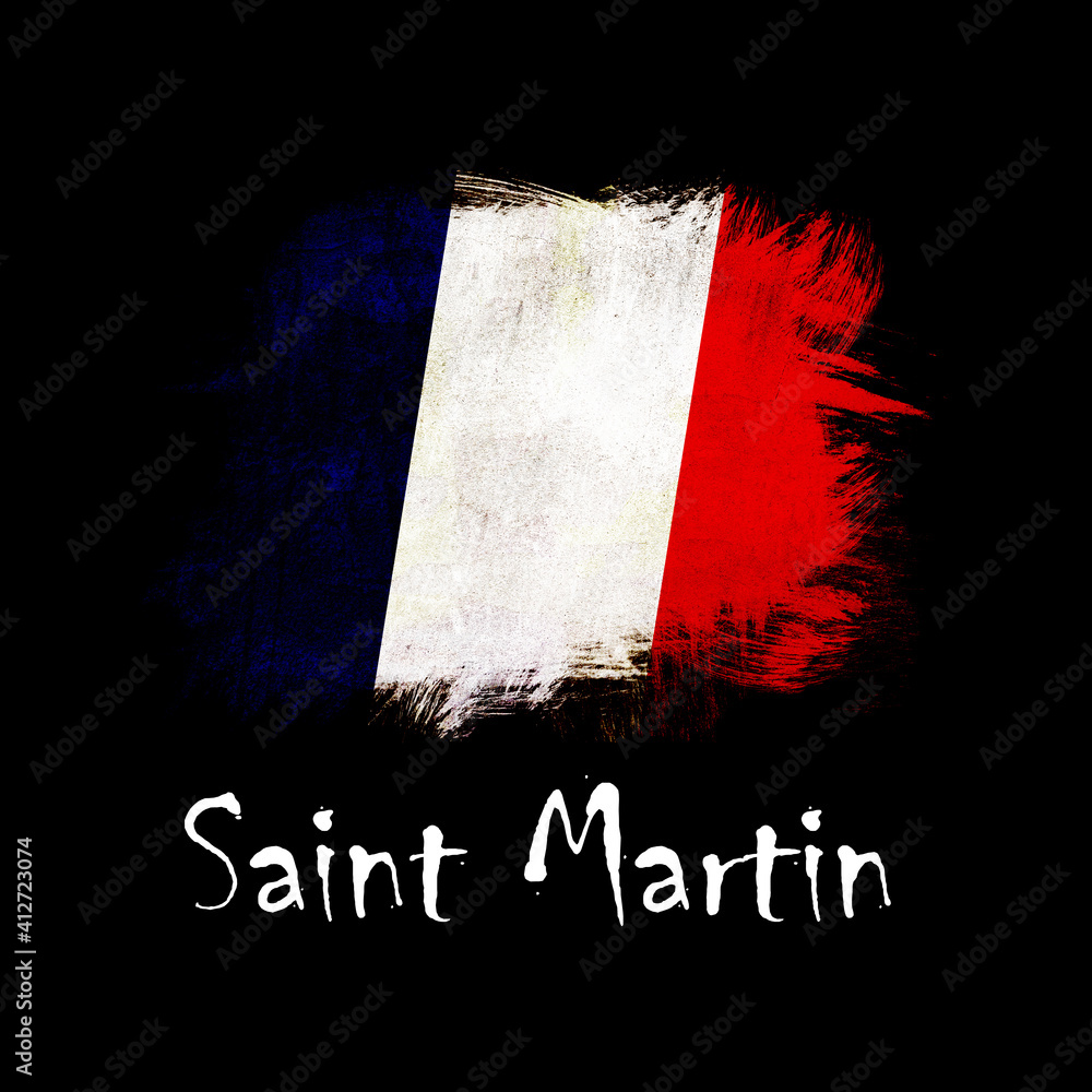 National flag of Saint Martin, abbreviated with mf; a realistic 3d ...
