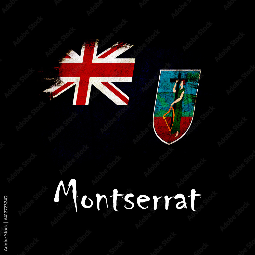 National flag of Montserrat, abbreviated with ms; a realistic 3d image ...