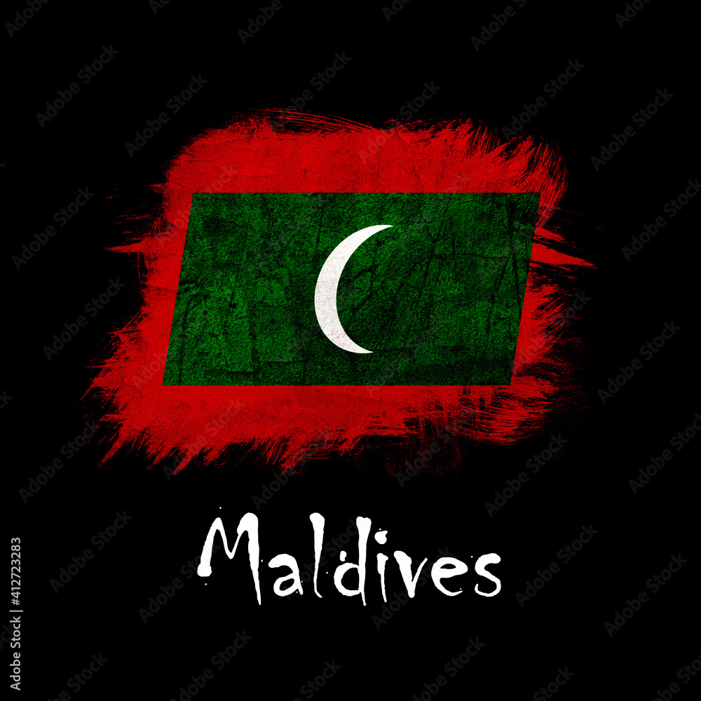 National flag of Maldives, abbreviated with mv; a realistic 3d image of ...
