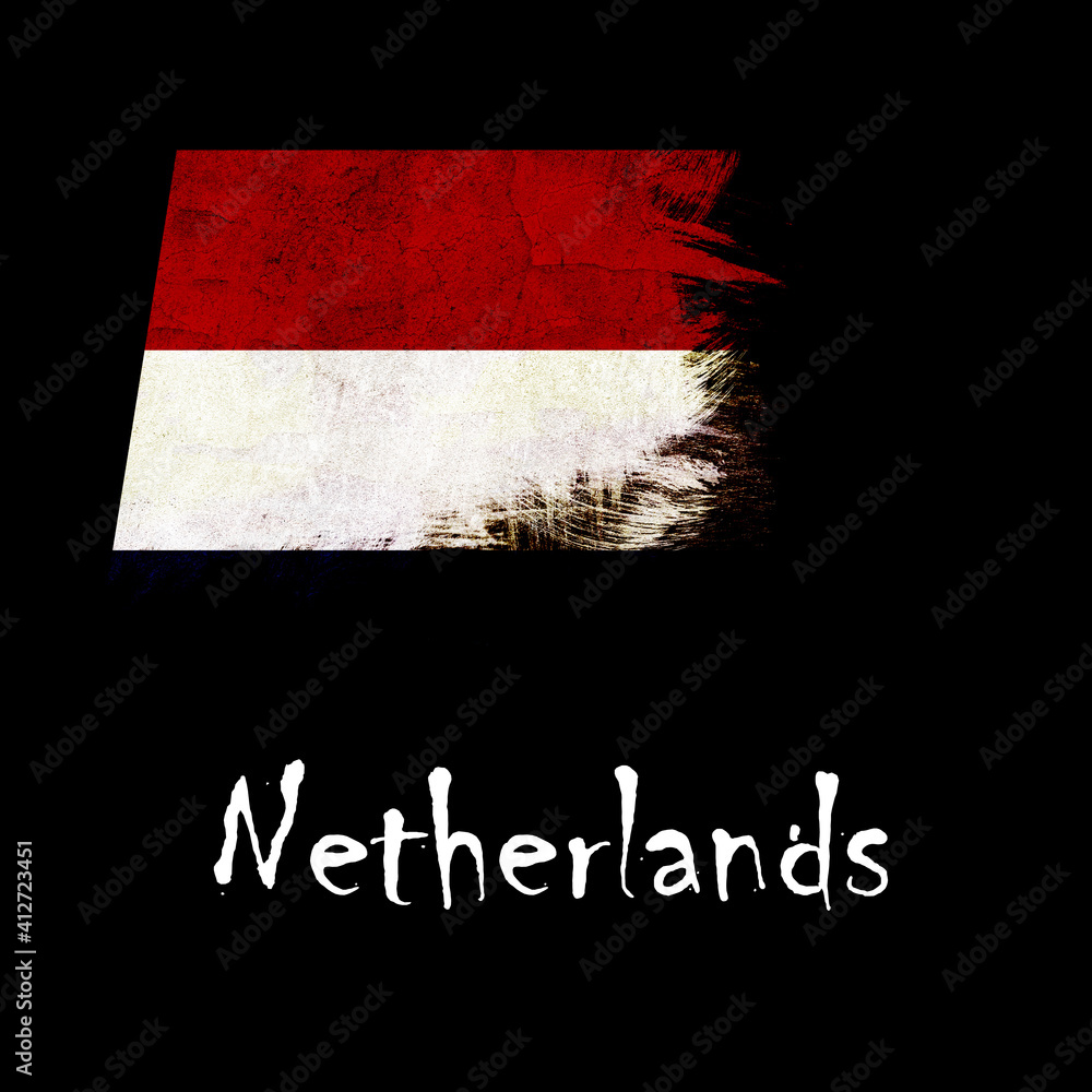 National flag of Netherlands, abbreviated with nl; a realistic 3d image ...