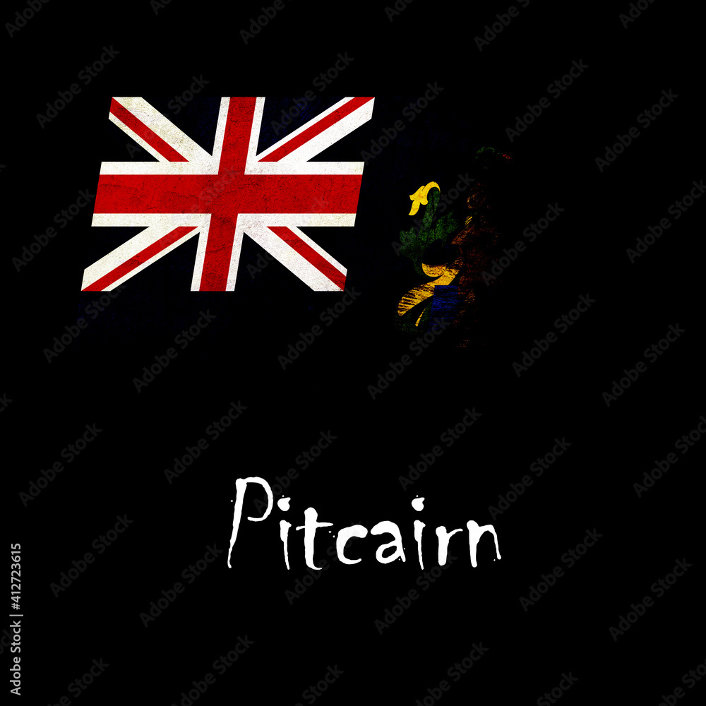 National flag of Pitcairn, abbreviated with pn; a realistic 3d image of ...