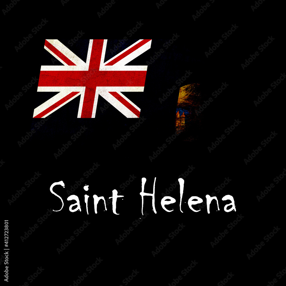 National flag of Saint Helena, abbreviated with sh; a realistic 3d ...