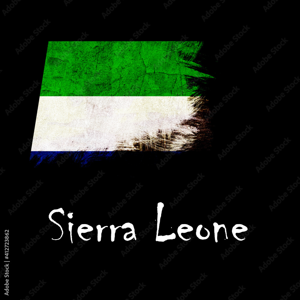 National flag of Sierra Leone, abbreviated with sl; a realistic 3d ...
