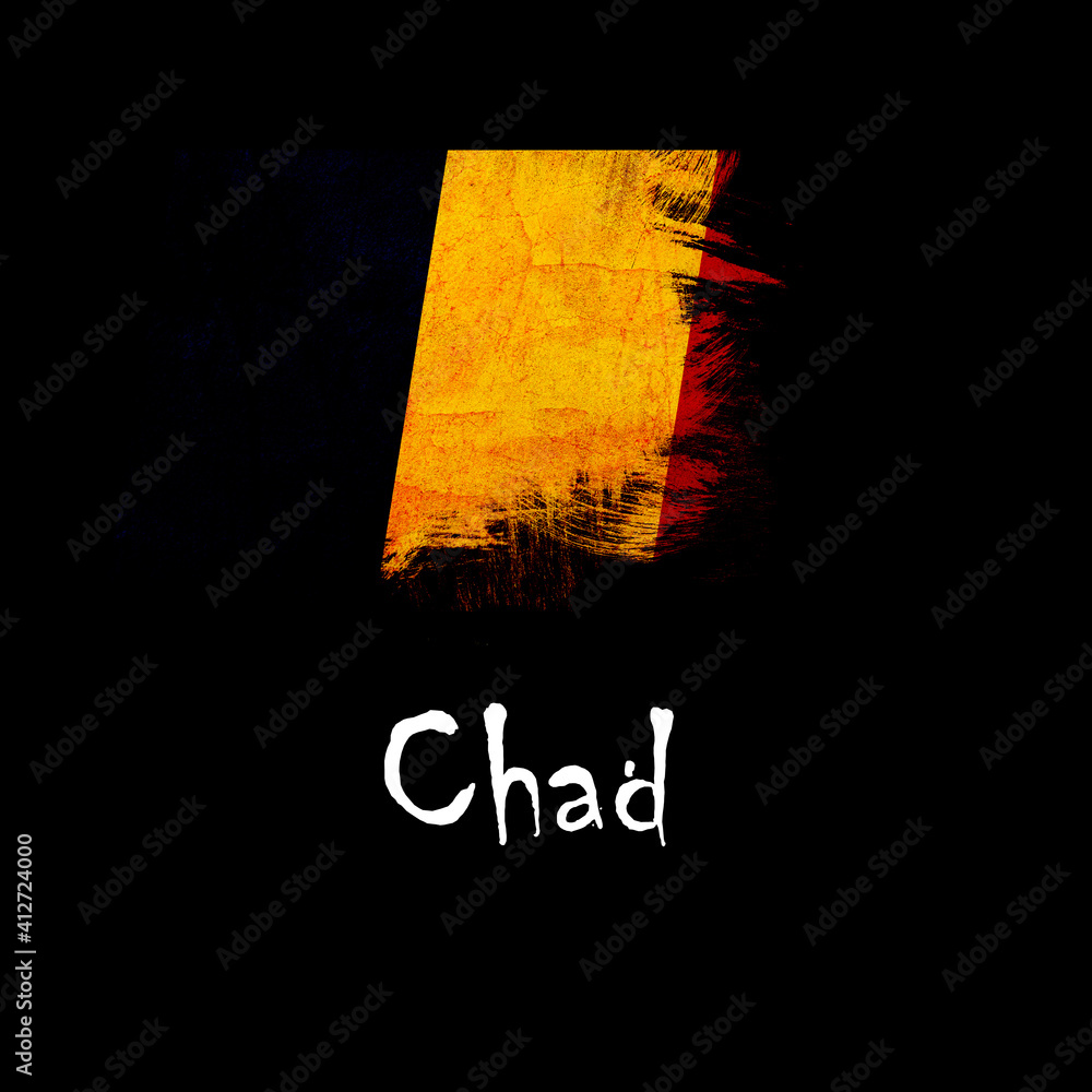 National flag of Chad, abbreviated with td; a realistic 3d image of the ...