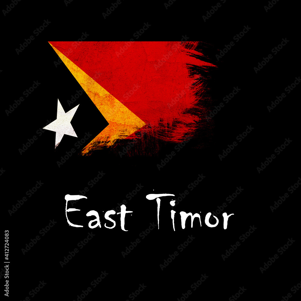 National flag of East Timor, abbreviated with tl; a realistic 3d image ...