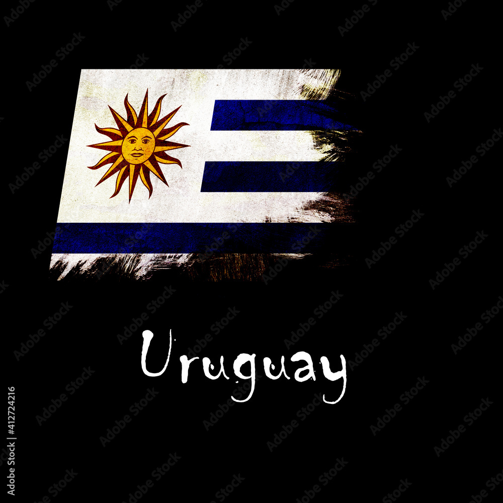 National flag of Uruguay, abbreviated with uy; a realistic 3d image of ...