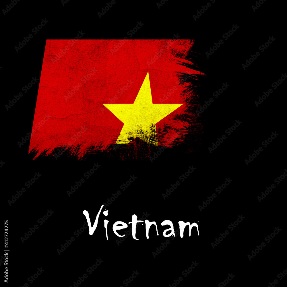 National flag of Vietnam, abbreviated with vn; a realistic 3d image of ...
