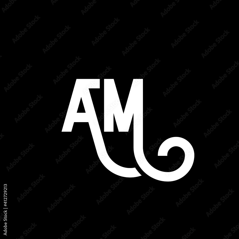 AM letter logo design on black background. AM creative initials letter ...